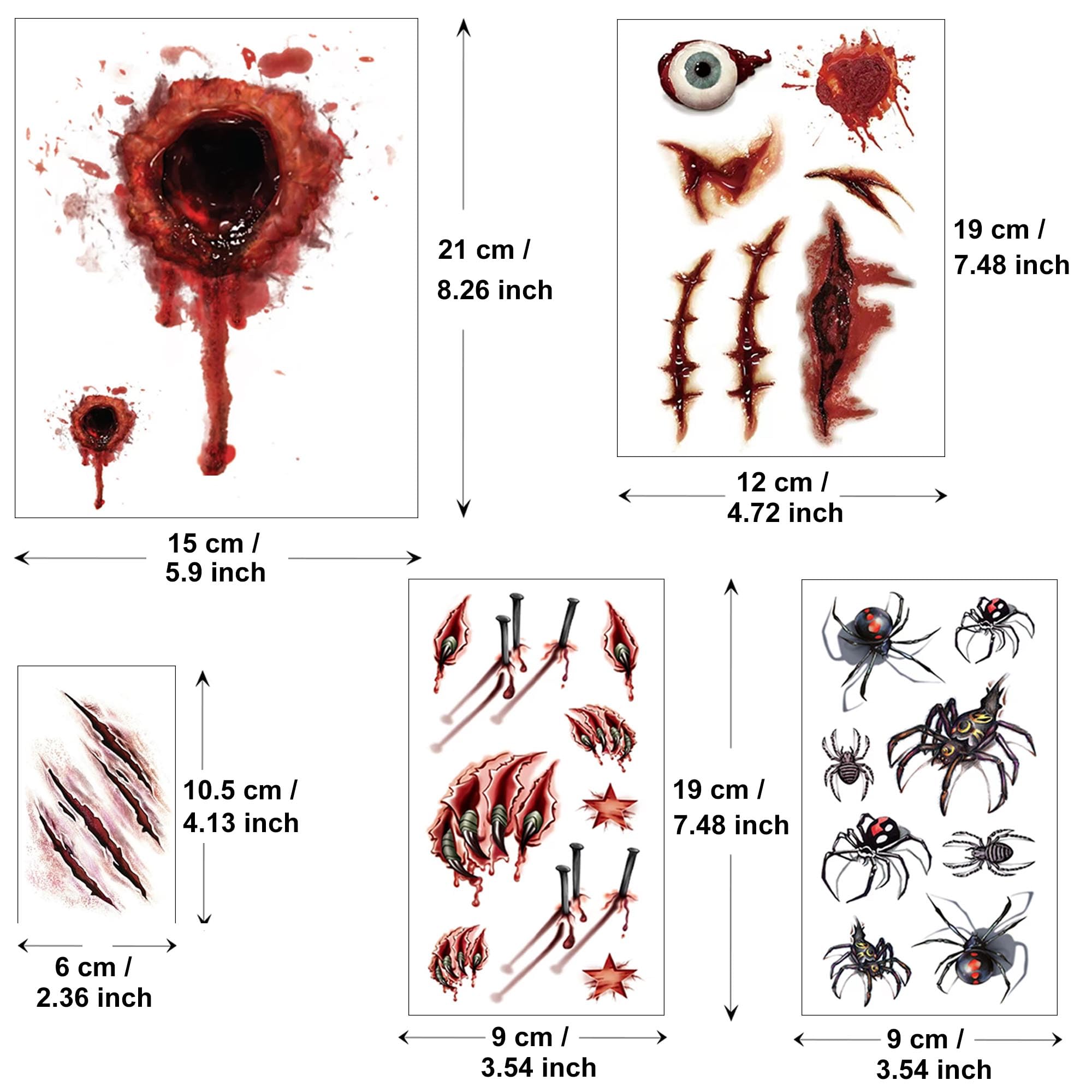 ROSSENZURA Halloween Zombie Makeup, 24 sheets Zombie Tattoos, Zombie Makeup Kit, Halloween Makeup Kit for Women Men Halloween Party Cosplay