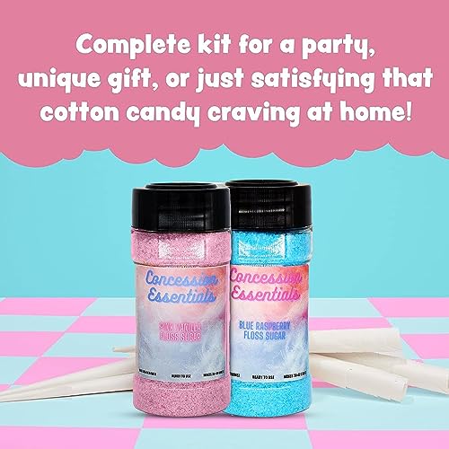 Perfectware 2ct- 16oz Jars of Cotton Candy Floss Sugar (Pink Vanilla and Blue Raspberry)