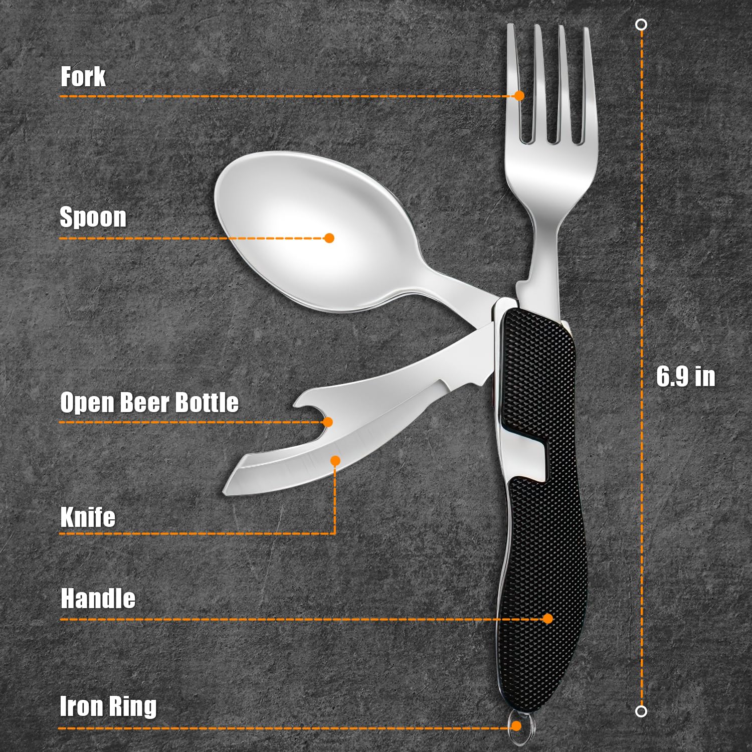 UMEINAC TECH Camping Utensils, 4 in 1 Travel Utensil Set Camping Fork Spoon Knife Set Camp Backpacking Utensils Folding Cutlery Set for Camping Hiking