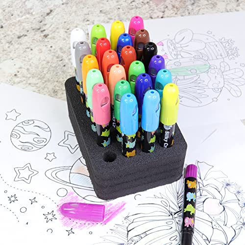 Polar Whale Jumbo Washable Crayon Desk Stand Organizer Compatible with Jar Melo and Others Design Storage Tray Supply Non-Scratch Non-Rattle Washable Durable Black Foam Holds 24