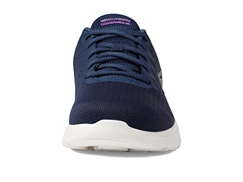Skechers Women's GO Walk AIR 2.0 MESH Bungee Sneaker, Navy/Purple, 8.5
