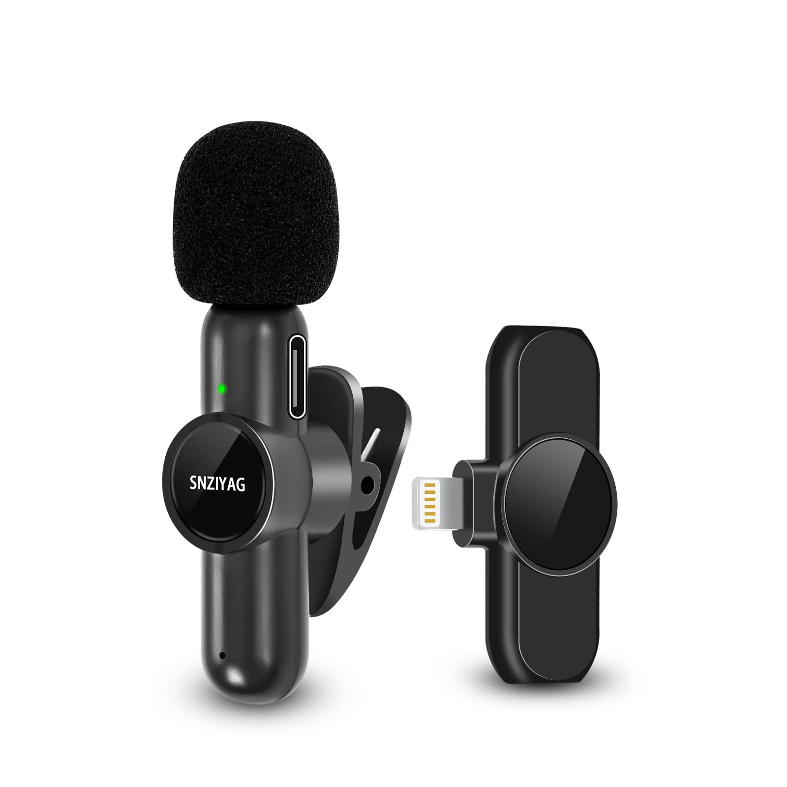 SNZIYAG Wireless Lavalier Microphone for iPhone iPad,Plug-Play Wireless Mic for Recording, Live Streaming, YouTube, TikTok, Facebook, Intelligent Noise Reduction, Auto Sync, No APP(2pcs mic)