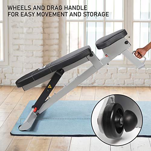 RitFit Adjustable/Foldable Utility Weight Bench for Home Gym, Weightlifting and Strength Training - Bonus Workout Poster with 35 Total Body Exercises(B-Black/Silver)