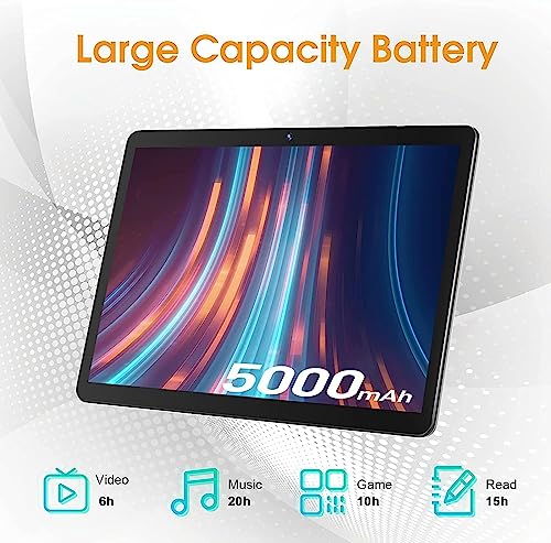SGIN Tablet, 10.1 Inch Android 12 Tablets with 2GB RAM 64GB ROM with Quad-Core A133 1.6Ghz Processor, Dual Camera, 5000mAh, Bluetooth, WiFi, GPS, Black