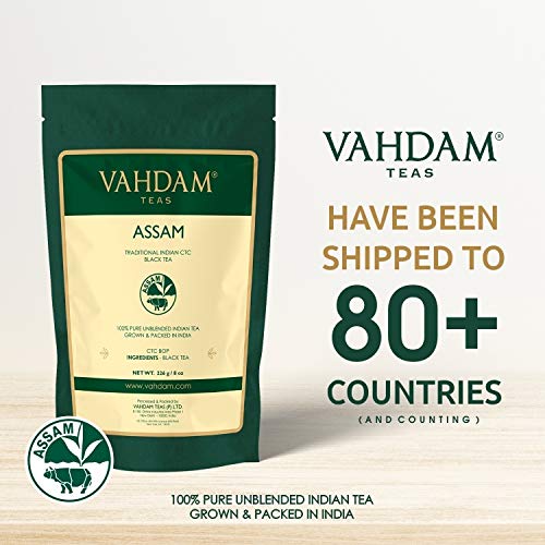Vahdam Premium CTC Assam Black Tea & English Breakfast Tea- Strong, Full Bodied, Bold,& Delicious| Perfect for Kombucha, Indian Tea, Iced Tea & Irish Breakfast Tea (Assam CTC Tea, Bulk Pack 226g)