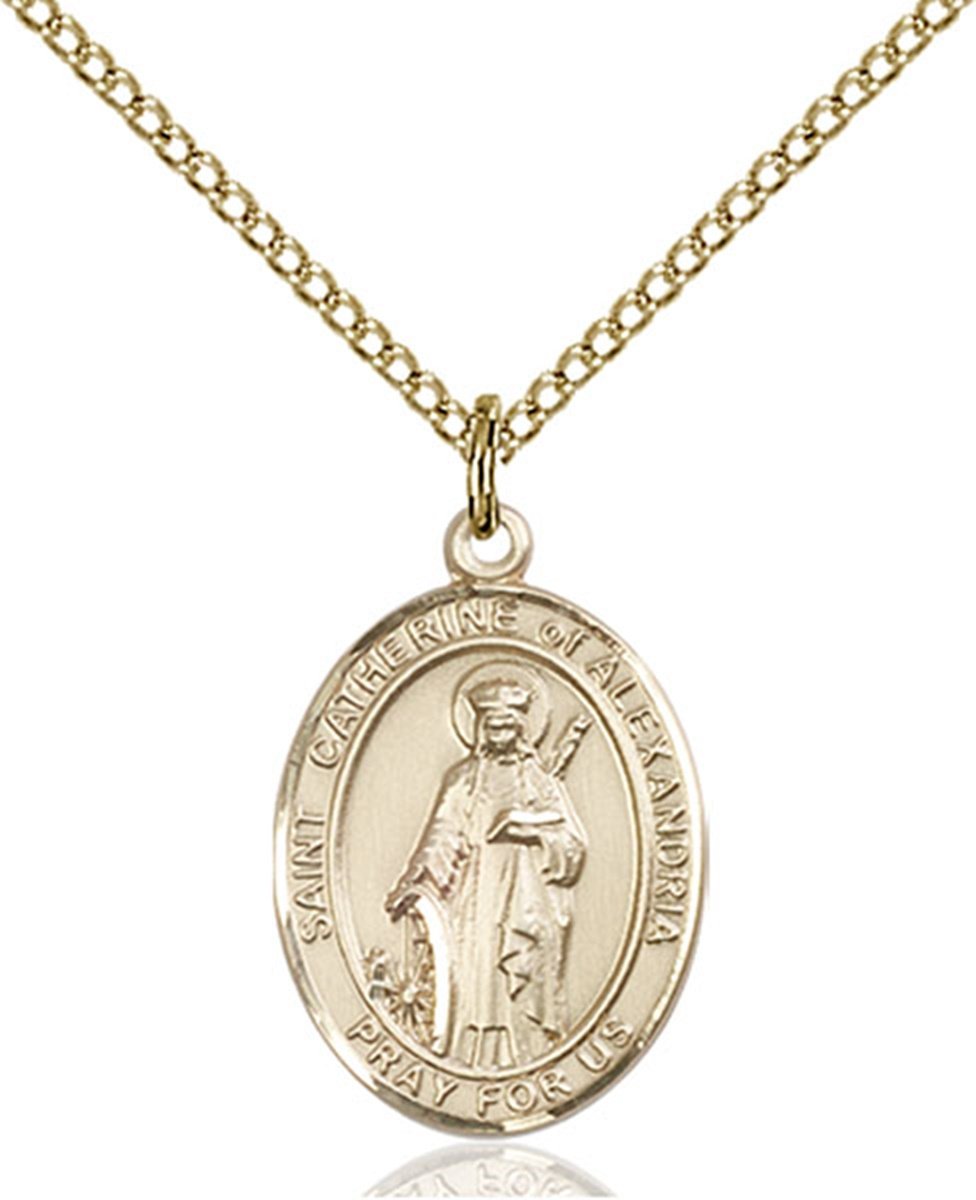Patron Saints by Bliss 14K Gold Filled Saint Catherine of Alexandria Medal Pendant, 3/4 Inch