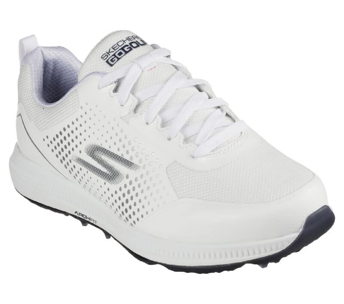 Skechers Women's Go Elite 5 Arch Fit Waterproof Golf Shoe Sneaker, White/Navy Sport, 6