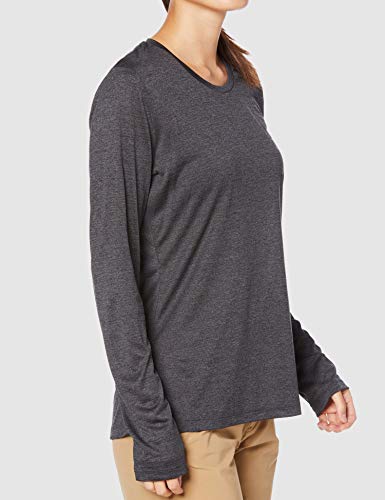Salomon Women's Standard Agile Long Sleeve Running Tee, Black/Heather/Reflective Charcoal, Large