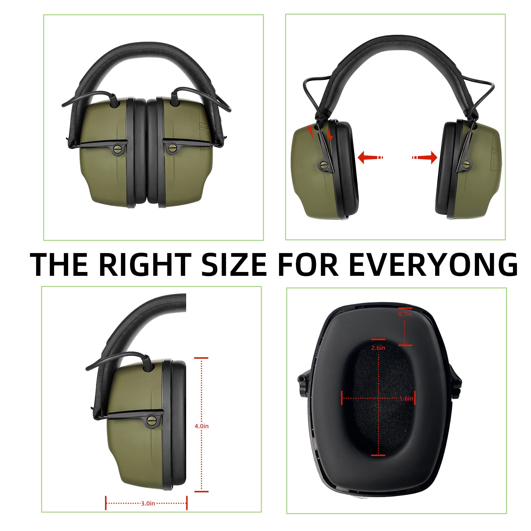 ZOHAN EM056 Electronic Shooting Ear Protection Earmuff, Hearing Protection Noise Reduction Highest NRR 30dB with Sound Amplification for Gun Range, Hunting