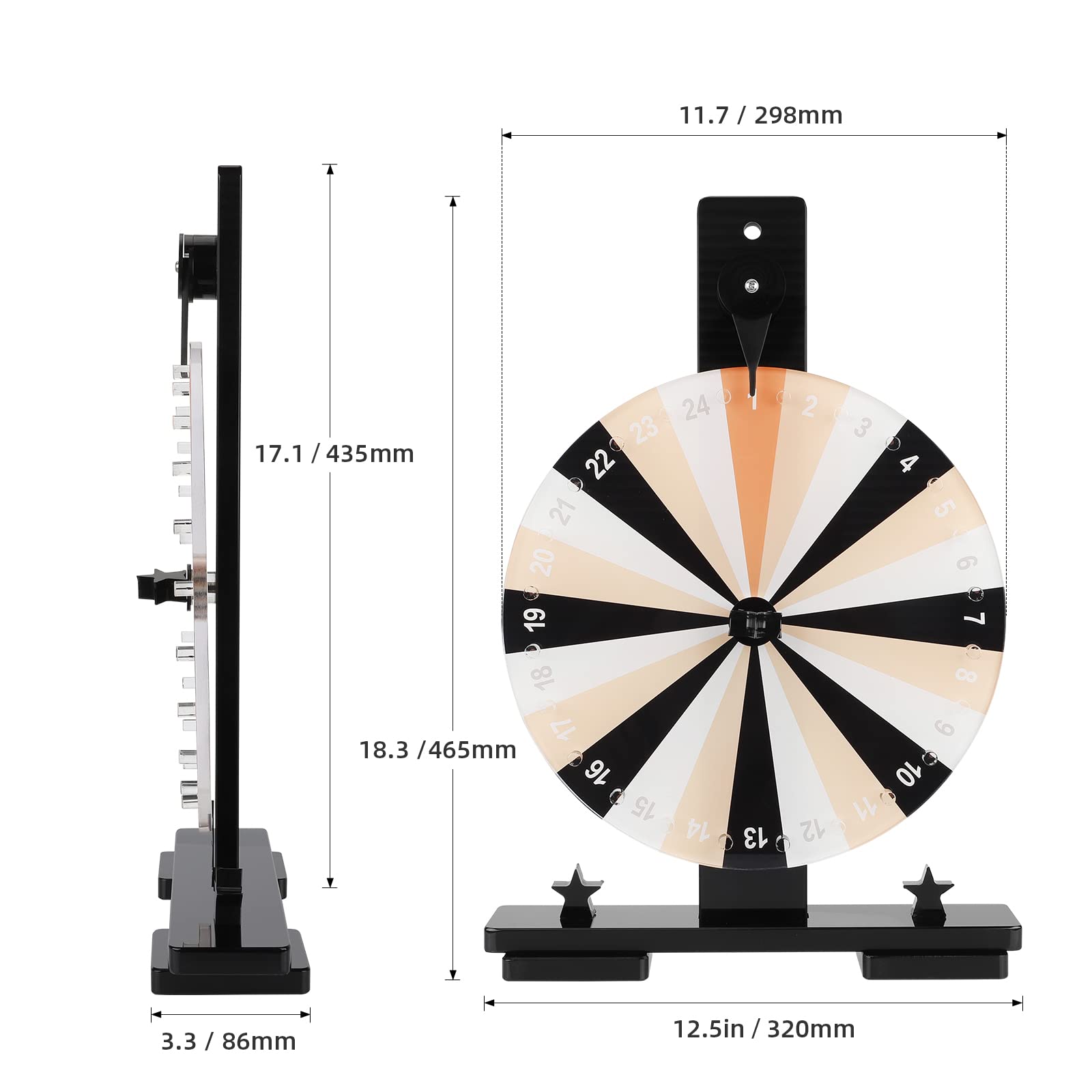 Ygebet Heavy Duty Acrylic Editable Prize Wheel Spinner with Stand Tabletop 24 Slots, 11.7 Inch Dry Erase Wall Mounted Spinning Prize Wheel