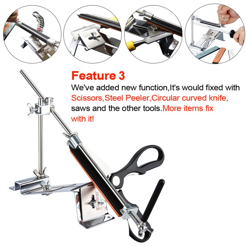 Professional Chef Knife Sharpener All Iron Steel Kitchen Sharpening Kit System Tools Fixed-angle With 4 Whetstones