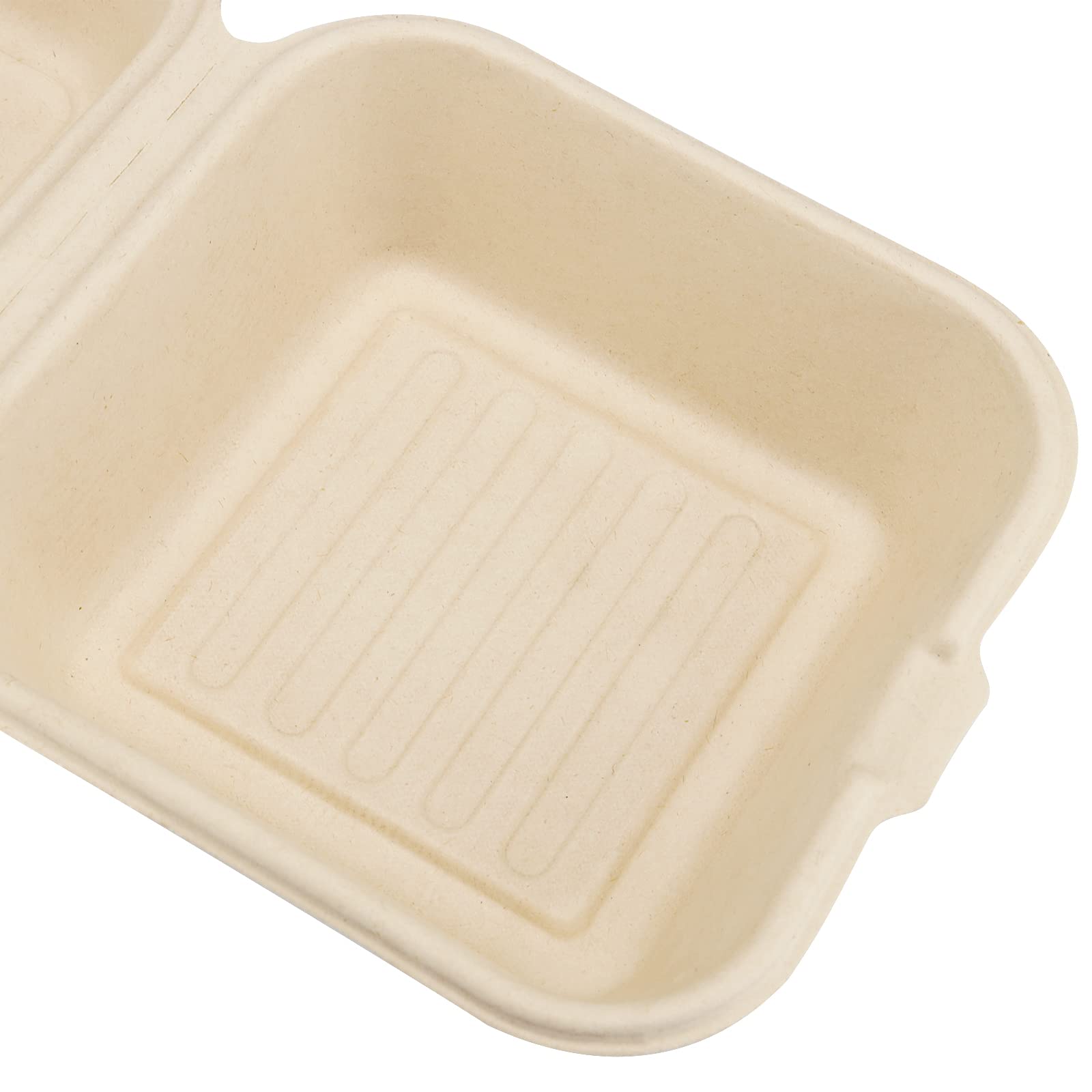NINGWAAN 100 Pack 6x6 Inch Clamshell Takeout Containers, Single Compartment Clamshell Takeout Box with Hinged Lid, Sugarcane Clamshell To Go Box Containers for Party, Restaurant, Food Truck, Brown