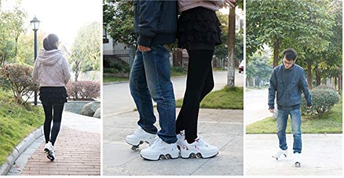 sanheng fire Deformation Parkour Shoes Four Rounds of Running Shoes Roller Skates (High Tea, 36)