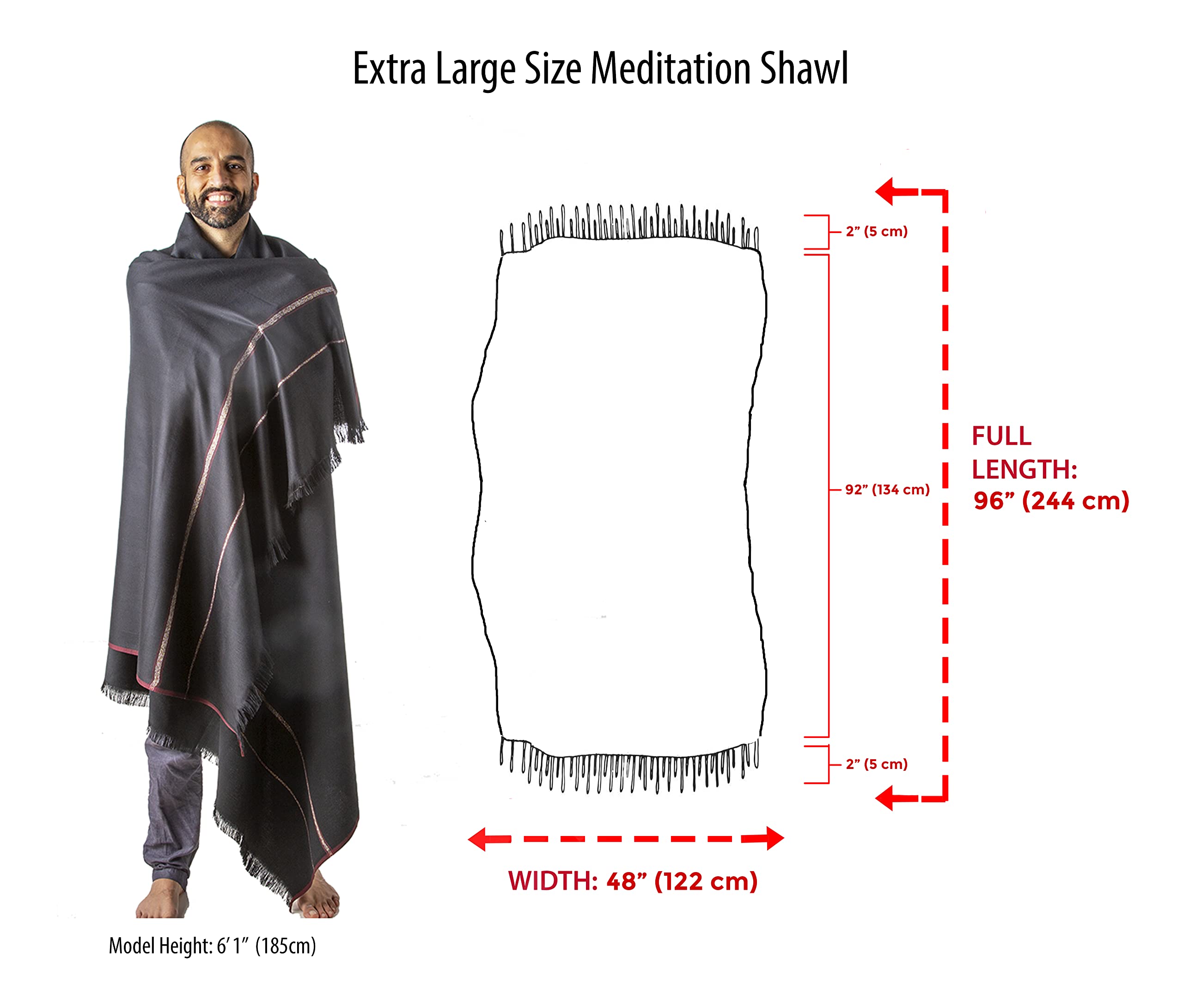 Om Shanti Crafts Meditation or Prayer Shawl or Plain Blanket, Wool Shawl/Wrap, Oversize Scarf. Unisex