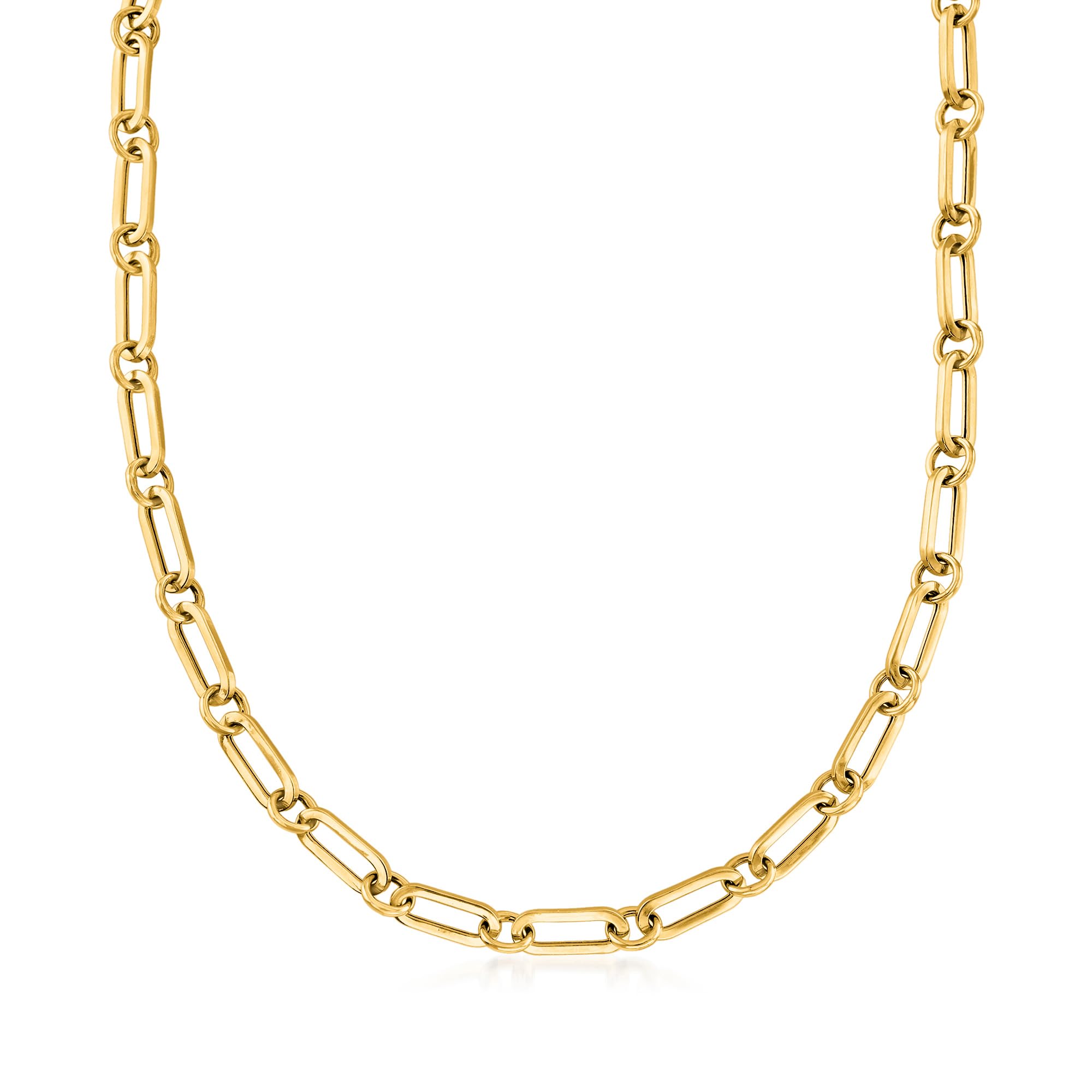 Ross-Simons Italian 18kt Gold Over Sterling Paper Clip Link Necklace. 20 inches
