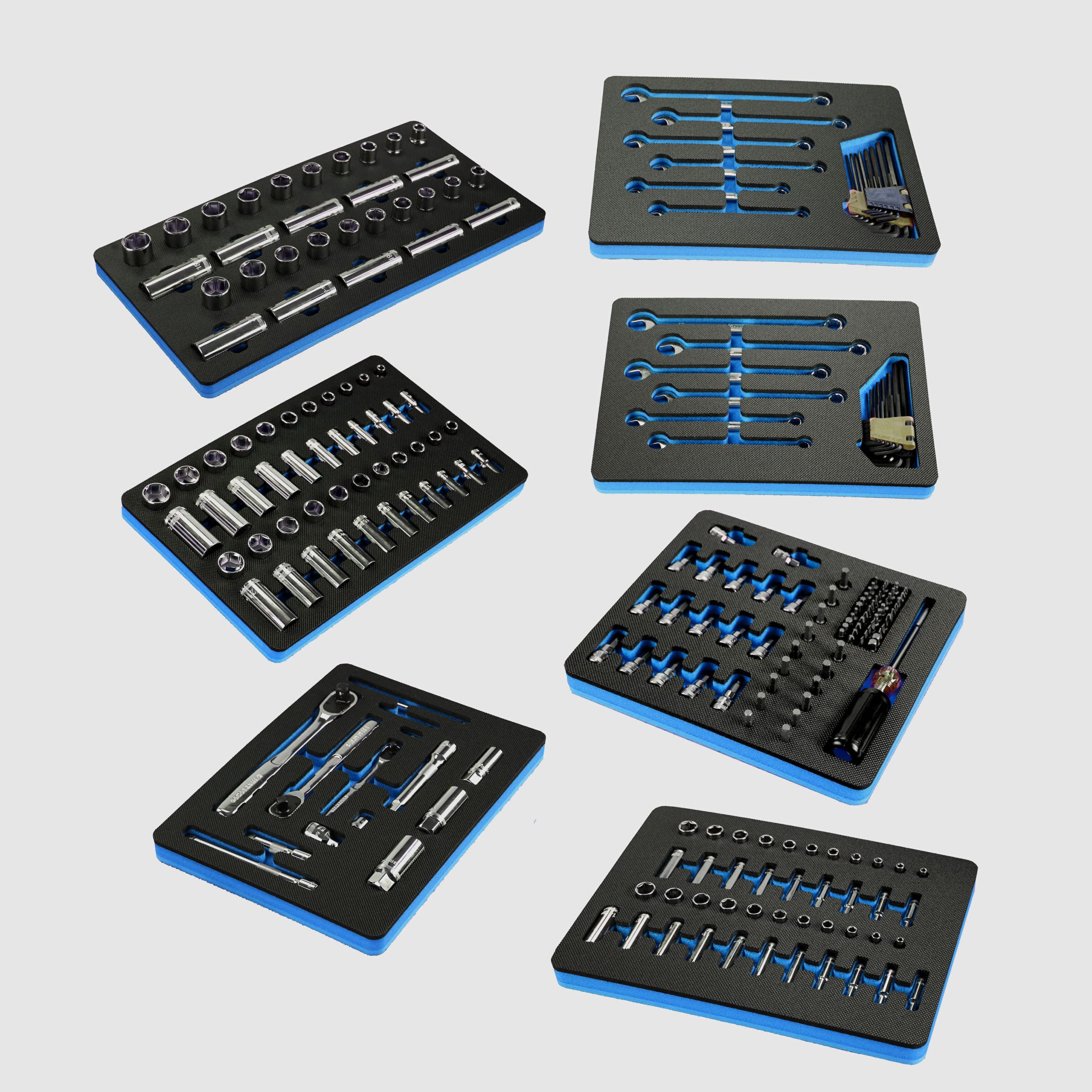 Polar Whale Tool Drawer Organizer Inserts Fits DEWALT 247 Piece Mechanics Set Blue and Black Durable Foam Trays Holds Many Tools and Accessories ONLY For DWMT81535 Fits Most Cabinet and Chest Drawers