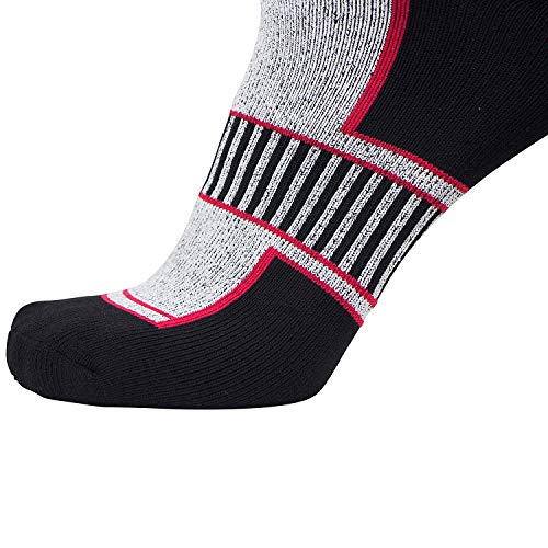 Pure Athlete Snowboard Socks - Comfortable Warm Skiing Snowboarding Sock for Men and Women (Black-White-Red - 3 Pack, Medium)