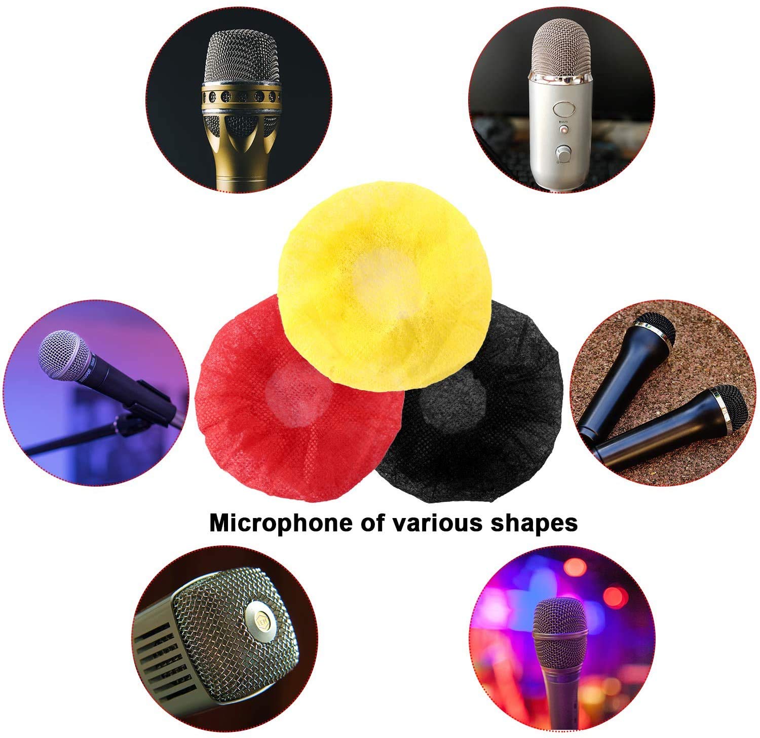 None Branded 200 Pieces Disposable Microphone Cover Microphone Cover Windscreen Mic Cover Protective Cap for KTV Recording Room News Gathering, 3 Inch (Black)