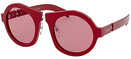 Prada PR 10XS 5391K0 Red Plastic Round Sunglasses Pink Classic Lens