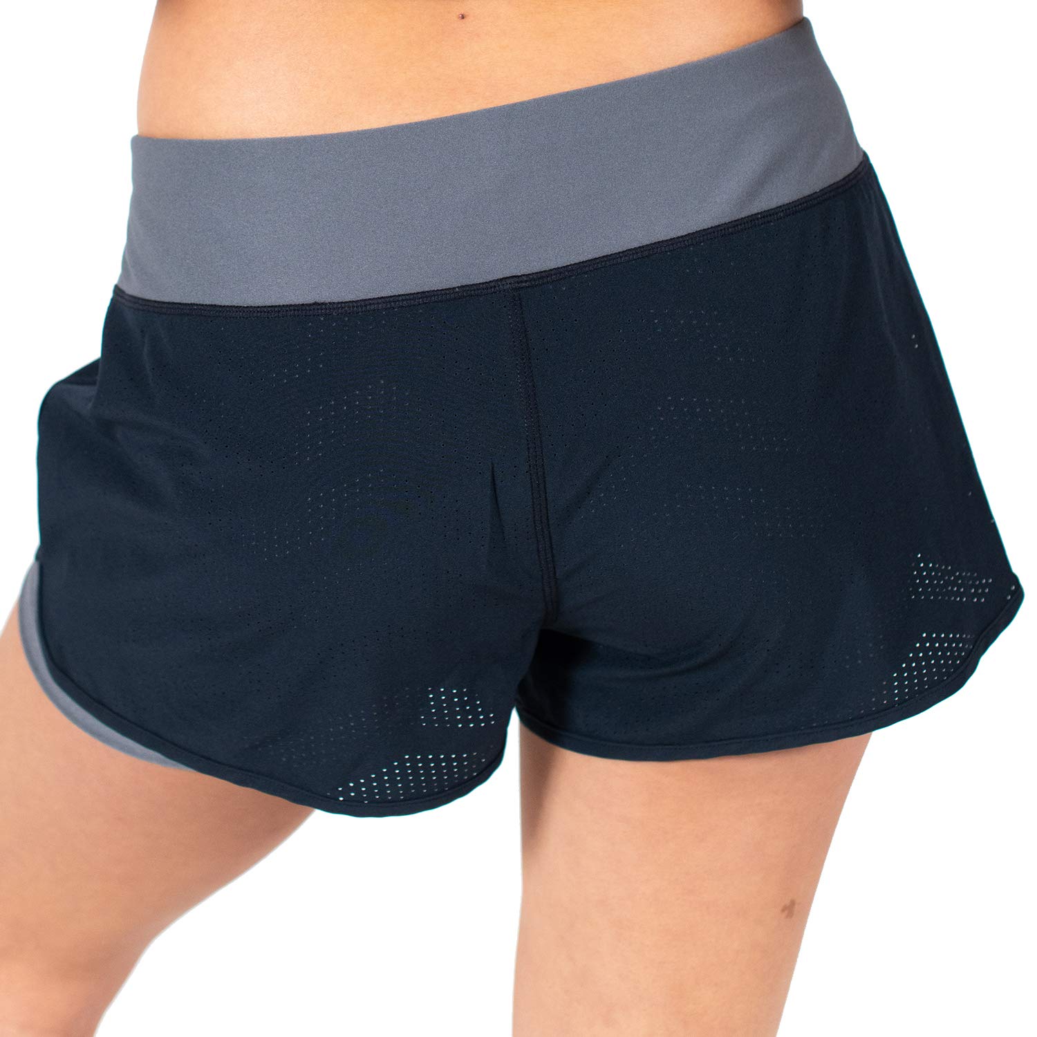Spalding Women's Active Mesh Overlay Running Short, Regular and Plus Size, Black, 3X