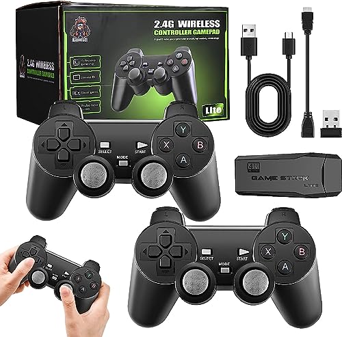 Retro Game Console, Nostalgia Stick Game,Wireless Retro Play Game Stick,Plug and Play Video Game Stick Built in 12000+ Games,4K HDMI Output,9 Classic Emulators,with Dual 2.4G Wireless Controllers 001