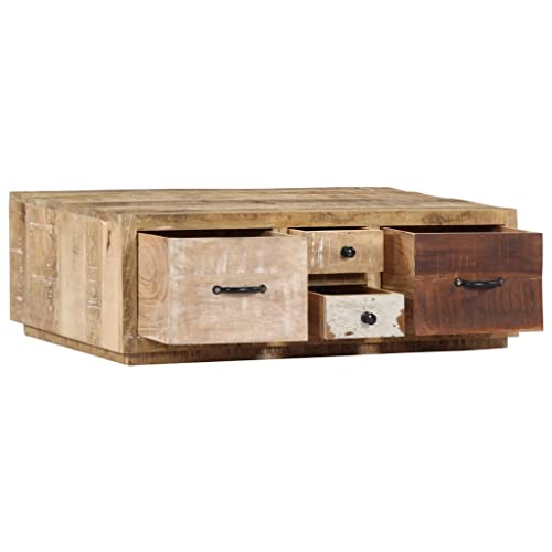 QJBSAVVA Coffee Table 35.4"x23.6"x11.8" Solid Mango Wood,Entrance Table Tray Tables Center Table Low Table Suitable for Meeting Rooms, Reception Rooms, Offices