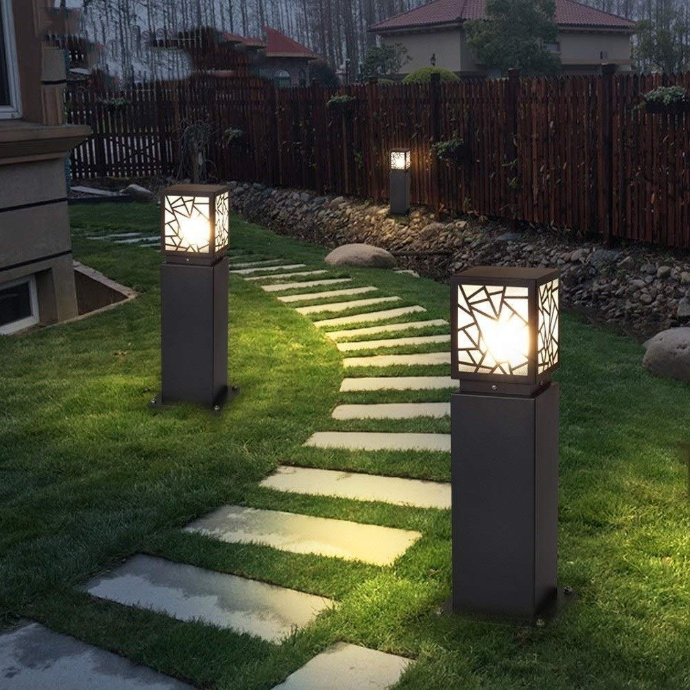 SHAOYH European Waterproof Decorative Outside Wall Lamp E27 Outdoor Post Light Lantern Portable Pillar Stigma Lawn Light for Home Garden Column Cage Path Pillar Light