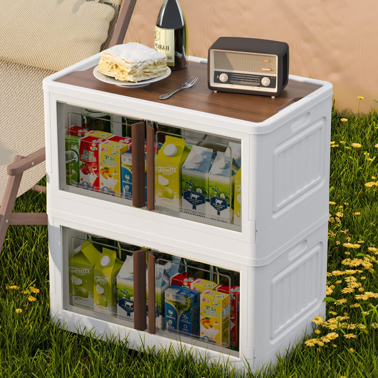 Plastic Storage bins with lids-78 Quart Stackable Storage Bins with a Upgrade Lid, 2 Packs Folding Utility Crates,Dual Open Storage Bins with Wheels,Large Storage Container Bins for Camping,Picnic