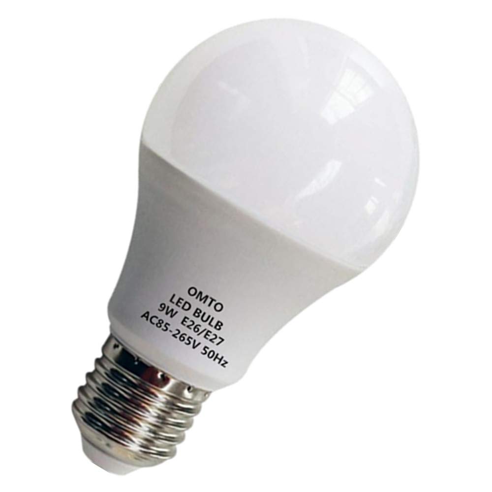 OMTO E26/E27 A19 LED Frosted Light Bulb 9W (60W Equivalent) White (6000K) 85-265V (White, 10pcs)