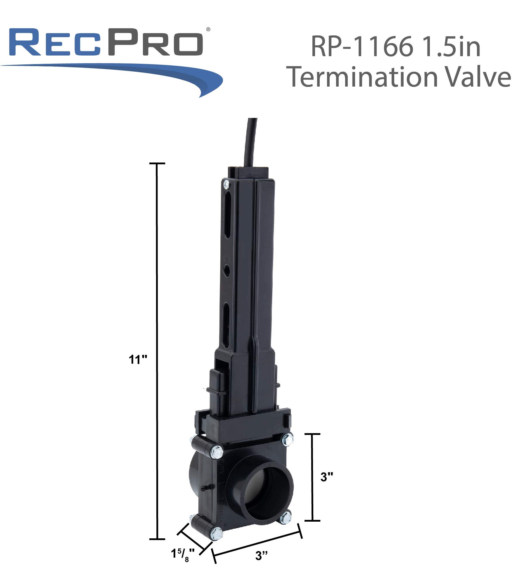 RecPro RV 1-1/2" Waste Valve | Holding Tank Termination Valve | 6-ft Release Handle