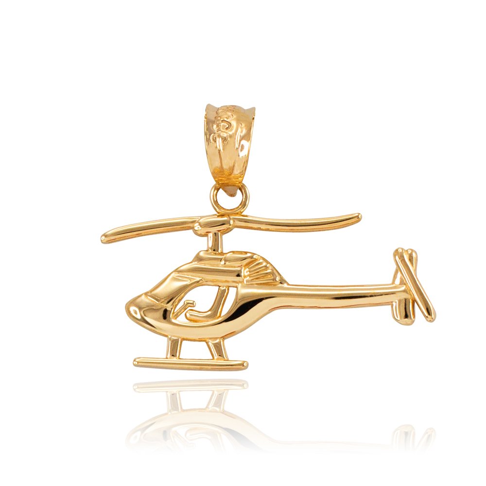 Polished 10k Yellow Gold Helicopter Charm Pendant