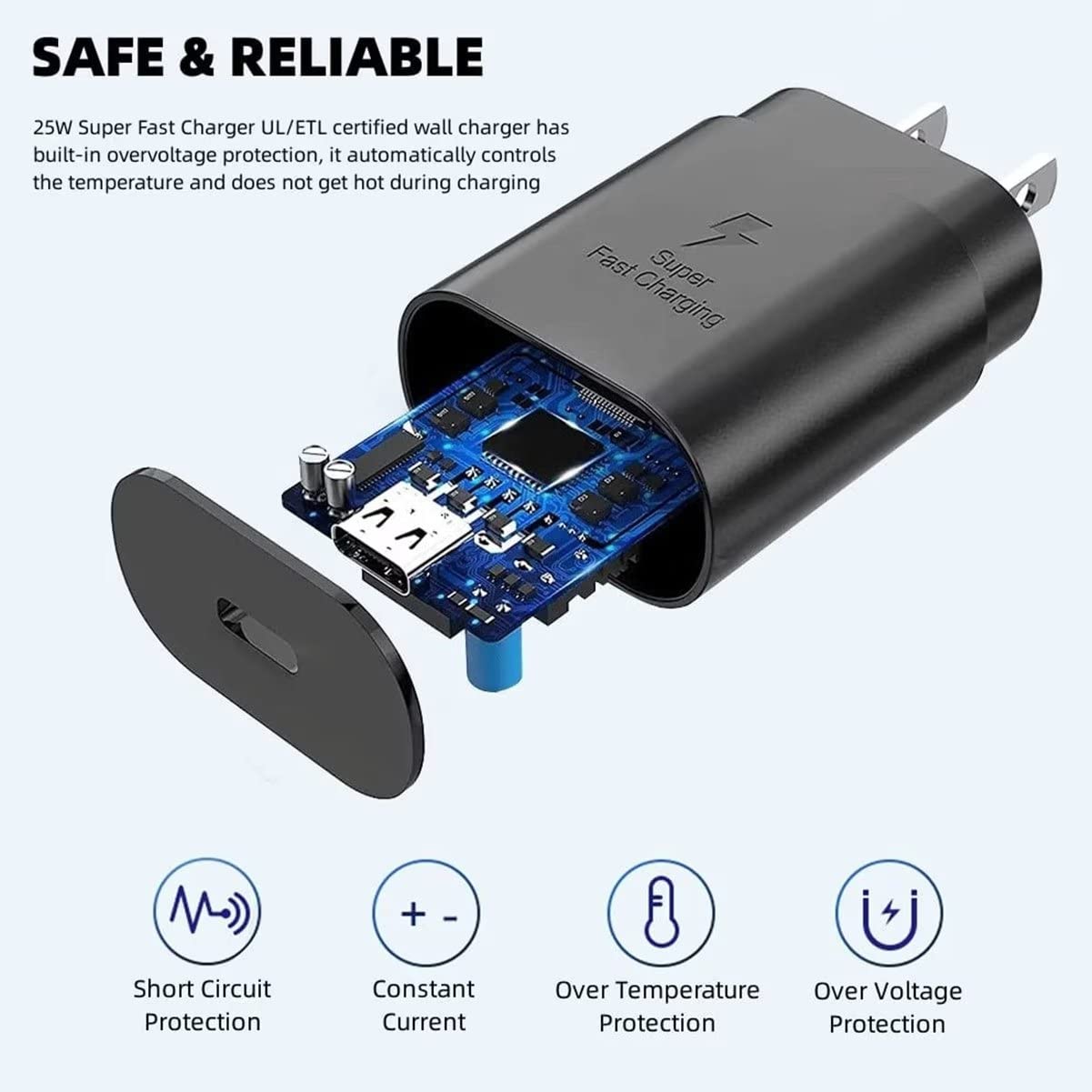 USB C Charger Super Fast Charger for Samsung S22/S21 [2-Pack], Power Adapter Wall Plug Charging Block with 6FT C to C Cable Compatible with Samsung Galaxy S22/S21/S20/S10/S9/S8/Note20