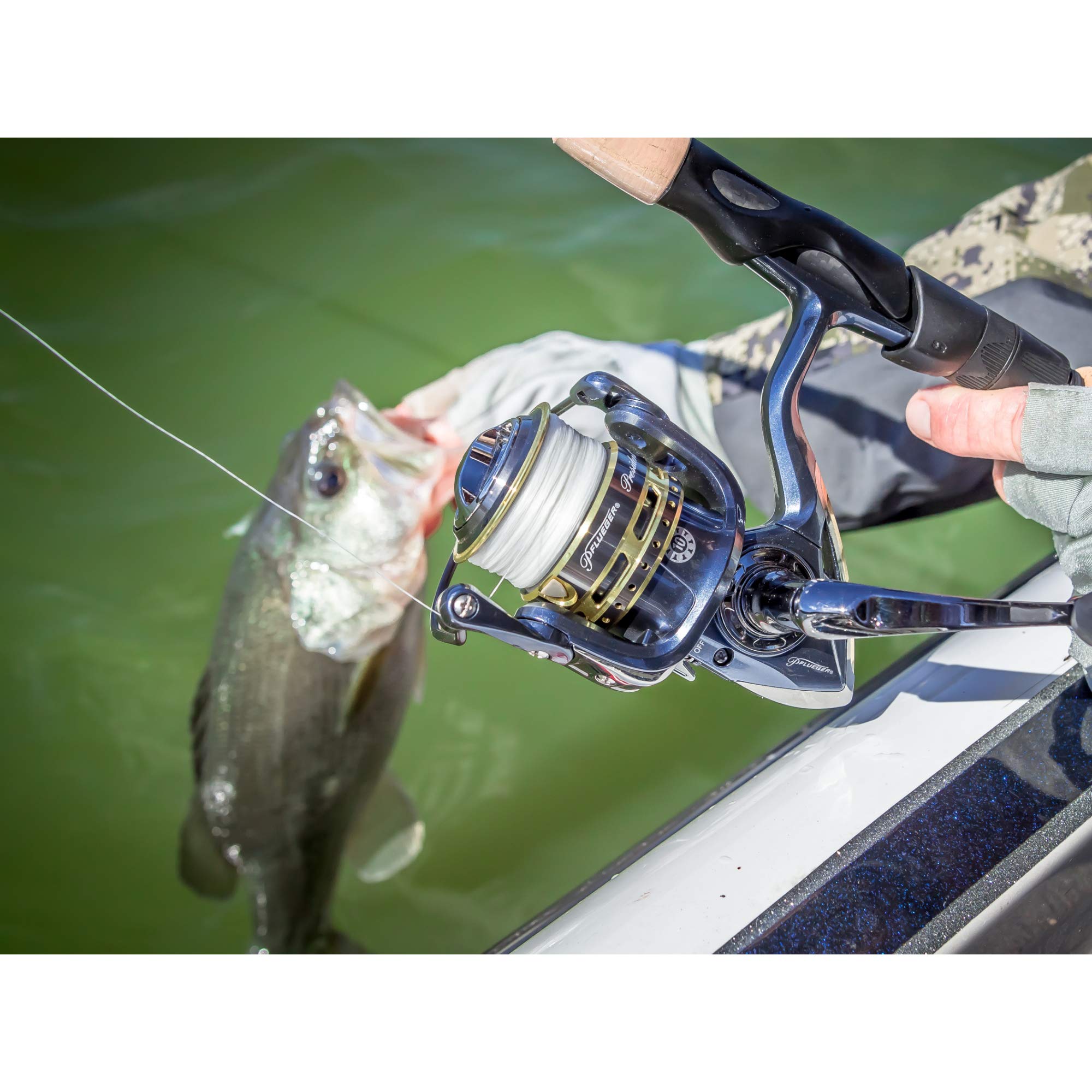 Pflueger President Spinning Reel, Size 30 Fishing Reel, Right/Left Handle Position, Graphite Body and Rotor, Corrosion-Resistant, Aluminum Spool, Front drag System