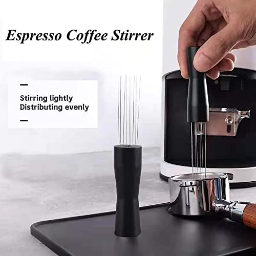 VEPEET Espresso Distribution Tool, Hand Tampers Stirring WDT Tool, Needle Type Distributor, Made of 304 Stainless Steel(Black)