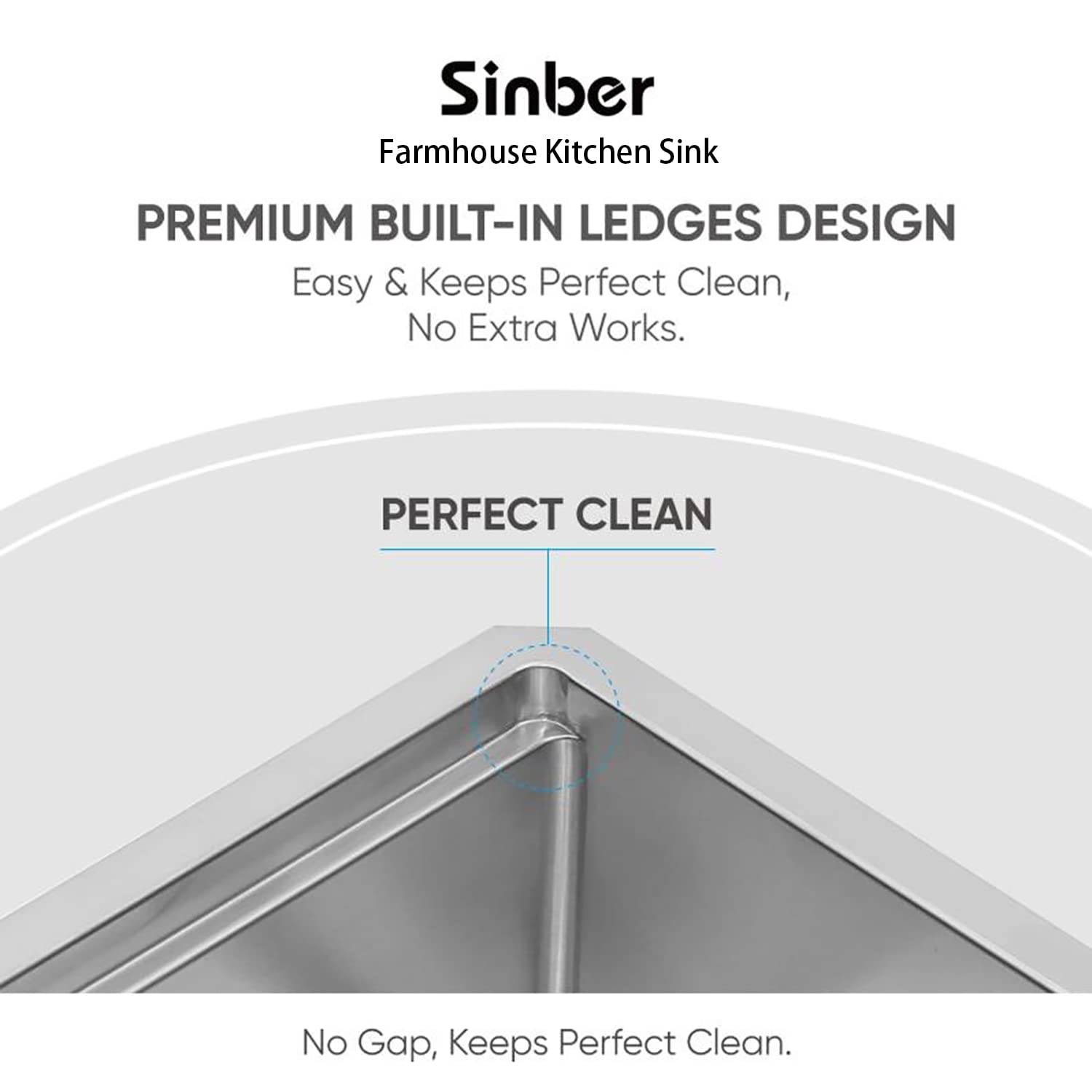 Sinber 33" x 21" x 10" Farmhouse Apron Single Bowl Workstation Kitchen Sink with 16 Gauge 304 Stainless Steel Satin Finish 6 Accessories KSS0004S-OK