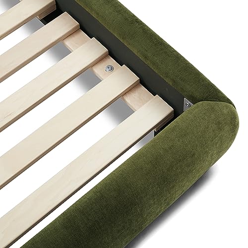 POLY & BARK Genoa King Size Bed in Distressed Green Velvet