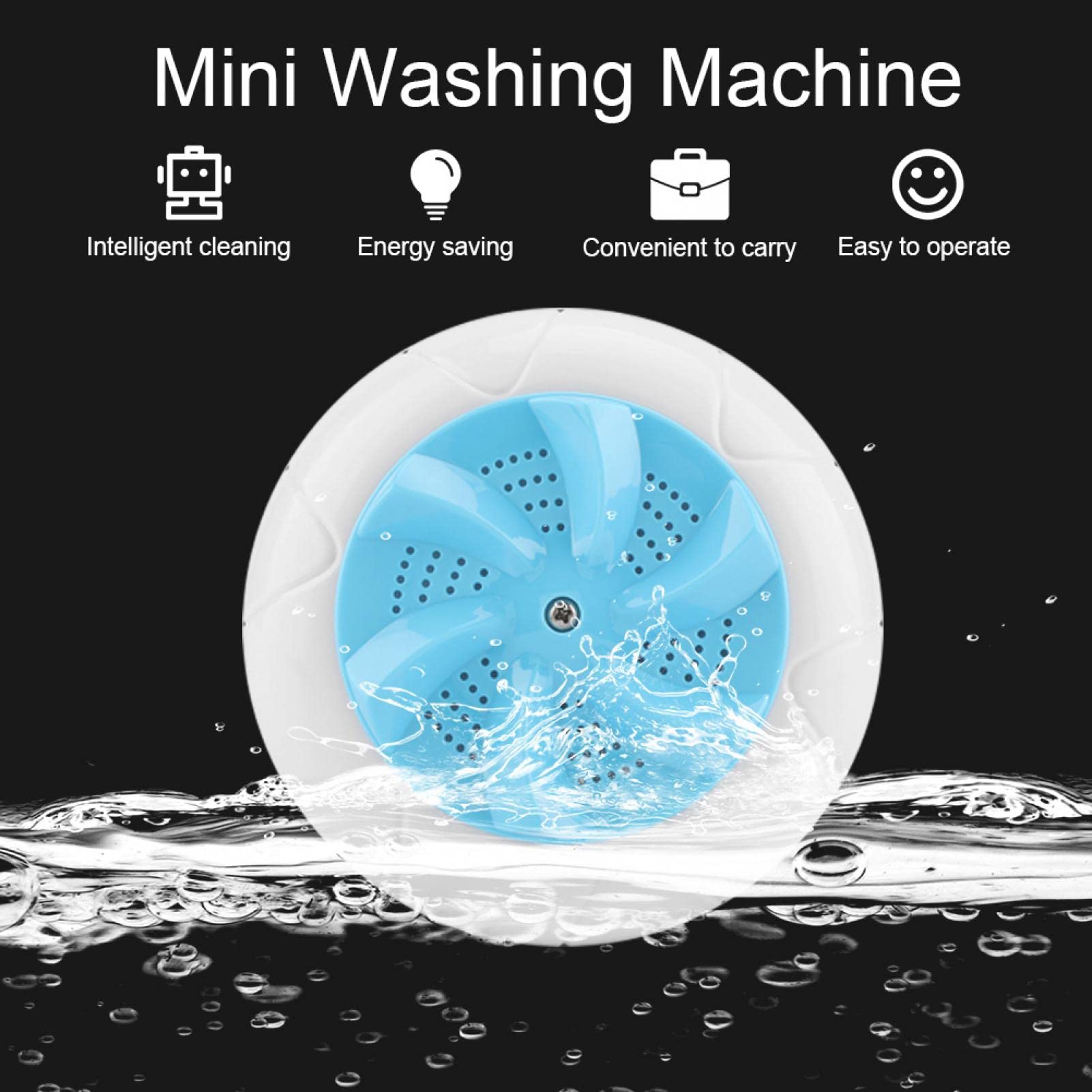 USB Mini Ultrasonic Washing Machine Turbine Cleaner Portable for Washing Machine Multifunction Travel Washing Device Tool for Clothes Fruit Vegetable Underwear Socks(Blue)