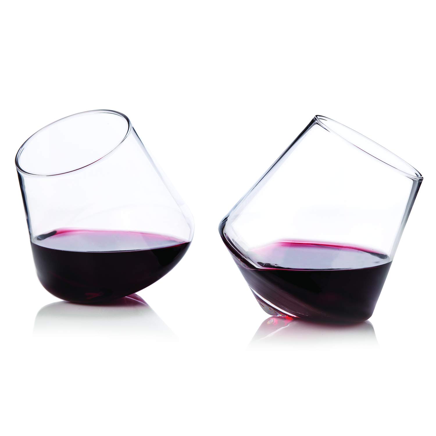 Viski Rolling Crystal Wine Glasses Set of 2, Premium Stemless Wine Glasses, for Wedding, Christmas, Birthday, or Housewarming Gift, Wine Glass Set, 12oz