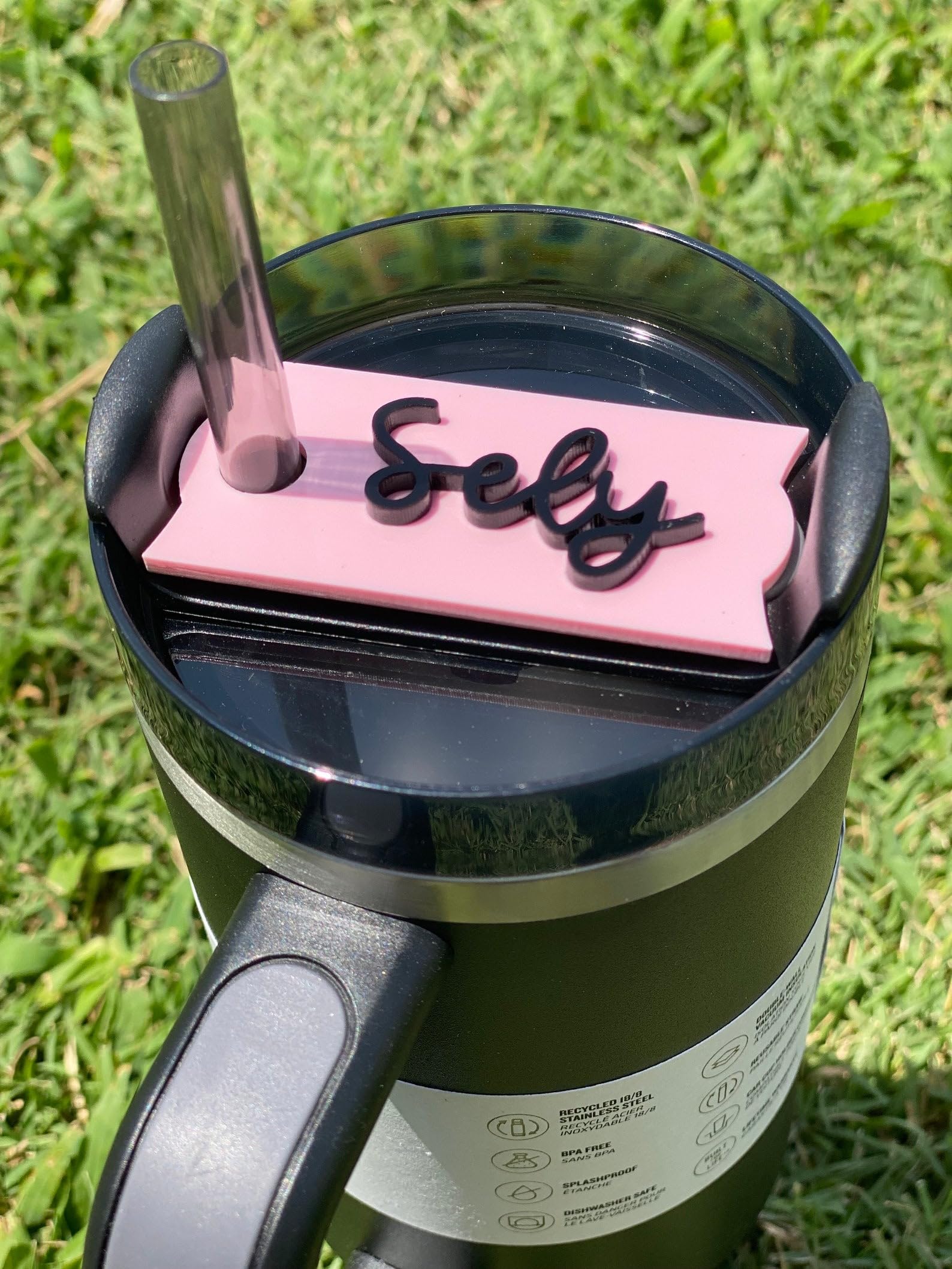 Personalized Tumbler Name Tag | 40oz 30oz | Name Plate | Quencher Lid Name Tag | Acrylic Name Plate