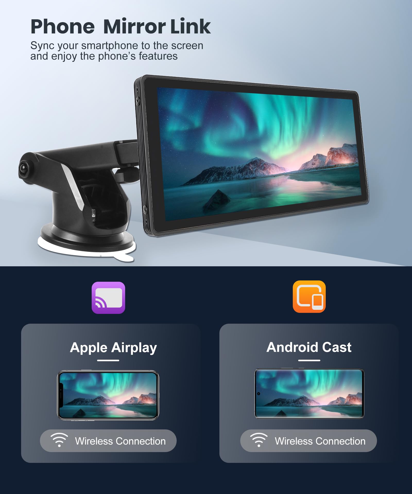 Podofo Wireless Apple Carplay Car Stereo,10.26” IPS Touch Screen Car Radio Support Android Auto with Mirror Link, Car Play Navigation, Bluetooth, USB, EQ Audio, AUX/FM Transmit, for All Vehicles