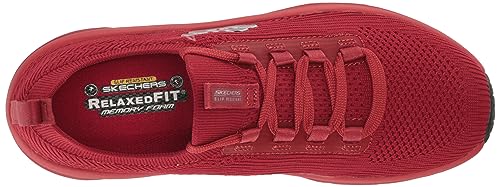 Skechers Women's D'Lux Walker SR-Ozema, Relaxed fit Athletic Styling Health Care Professional Shoe, Red, 9.5
