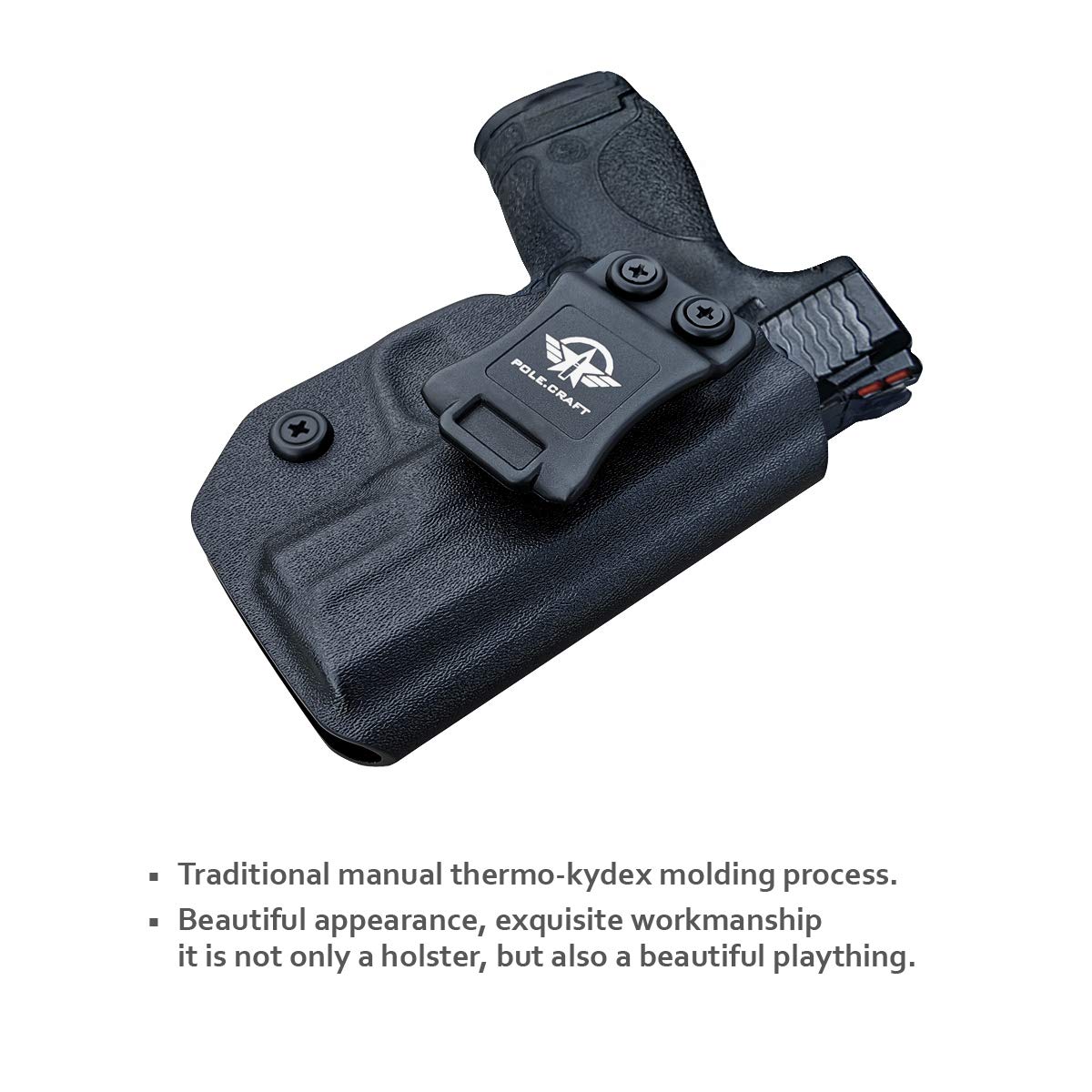 POLE.CRAFT M&P Shield 9mm Holster IWB Kydex for Smith & Wesson M&P Shield 9mm .40 3.1" Barrel S&W Pistol Case, Inside Waistband Holster M&P Shield 9mm 40, Right Hand Draw