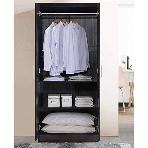 Pemberly Row 2 Door Armoire with 4 Shelves in Chocolate