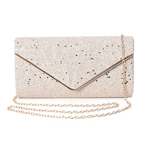 Shop LC Women Fashion Gold Polyester Envelope Wallets Clutch Evening Bag Handbag Shoulder Chain