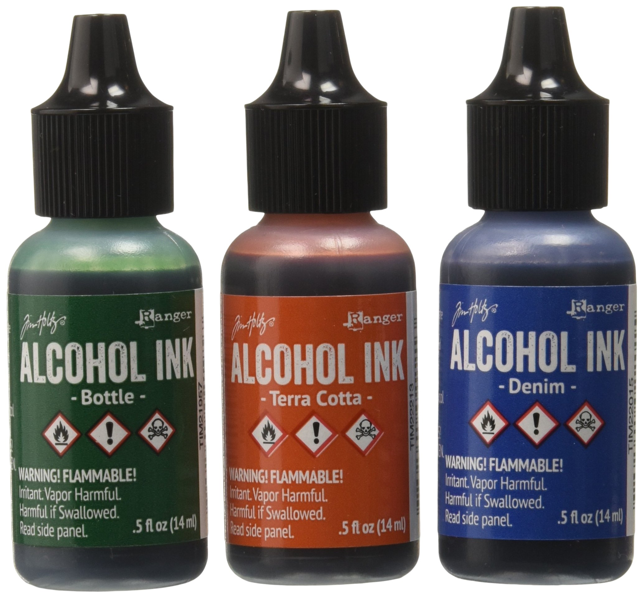 Ranger Adirondack Alcohol Ink 1/2-Ounce, 3-Pack, Rustic Lodge, Bottle/Terra Cotta/Denim (AAI-19770)