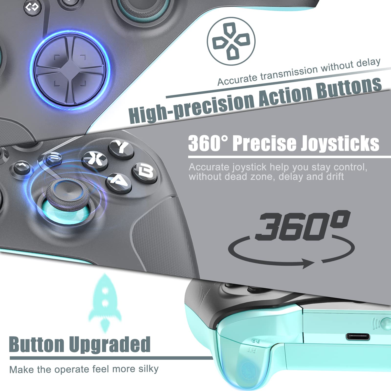 PC Controller Wireless Compatible with iOS, Android, PC Windows 10/11 and Steam Platform with TURBO Macro Function (Connecting to Xbox Consoles is Not Supported at this Time)