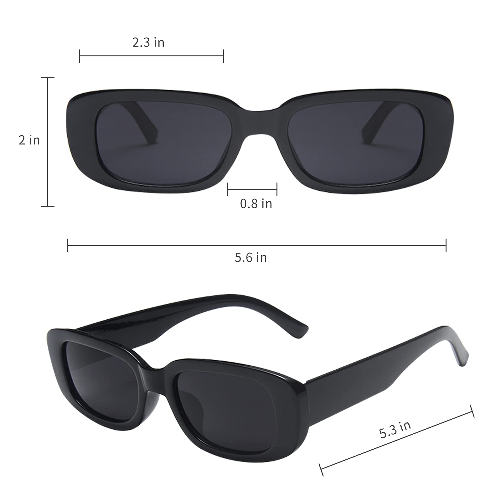YQVIE 10 Pack Rectangle Sunglasses Bulk for Women Men Colorful Glasses for Bachelorette Party (10Black)