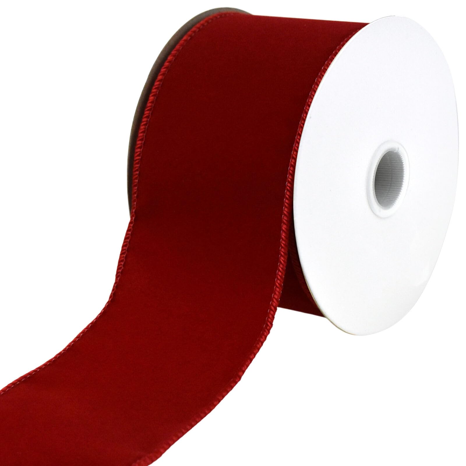 Outdoor Christmas Velvet Wired Ribbon, 2-1/2-inch, 10-Yard, Medium Red Buy fom Tchoice