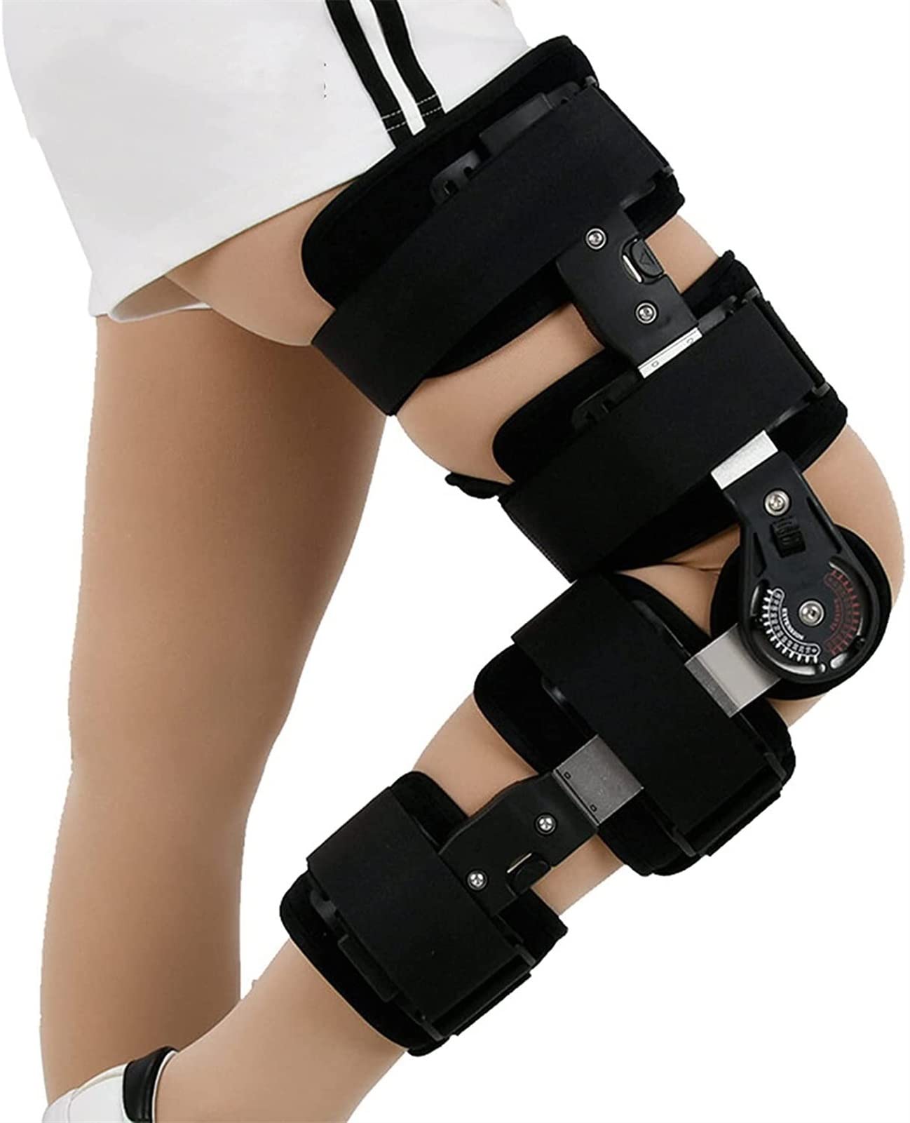 TSUSF Hinged Adjustable Knee ROM Brace Support Injury Orthosis Stabilizer One Size Fits Most Adjustable Recovery Support For Orthoped