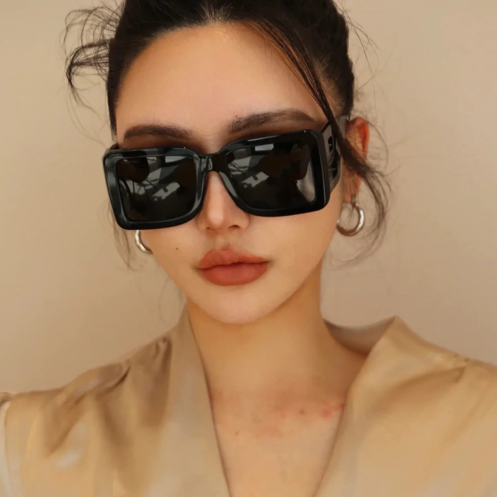 YQVIE 6 Pack Oversized Square Sunglasses Bulk for Women Men Trendy Gold B Frame Big Sun Glasses UV400 Protection (General B)